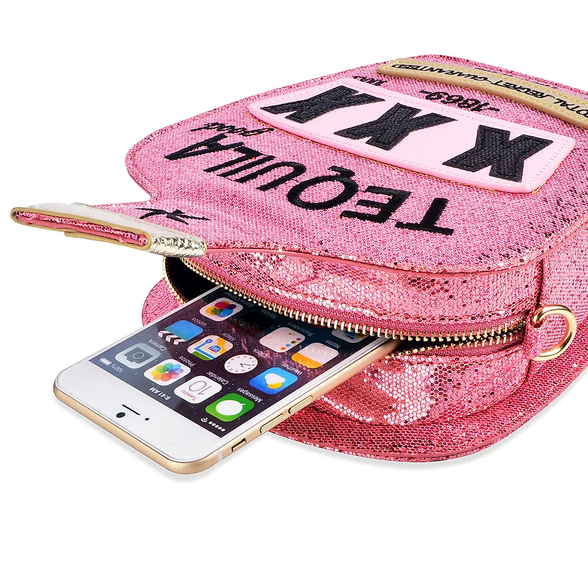 USTYLE Sparkling Bag for Women, Shoulder Purse Sequin Leather Bottle Shaped Crossbody Bag Clutch Purse Phone Wallet Shoulder Bags