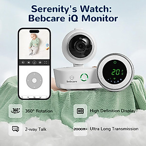 Bebcare iQ - Smart HD Baby Monitor: Full HD 1080p Video, Pan-and-Tilt, Temperature Sensor, Motion and Sound Alert, Stand-Alone Audio Monitor Unit (Without Breathing Sensor Mat)