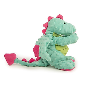 goDog Dragons with Chew Guard Technology Durable Plush Squeaker Dog Toy, Large, Seafoam, Plush Dog Toy