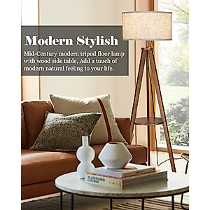 ELYONA 2 Pack Rubber Wood Hanging Lamp with Hammered Metal Shade & Rubber Wood Tripod Floor Lamp for Kitchen Island, Bar, Farmhouse Dining Room, Bedroom, Living Room