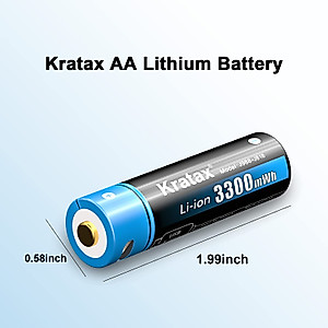 Kratax Rechargeable AA Batteries USB, 3300mWh Lithium USB Double A Batteries, 1.5V Constant Outpout, 4-in-1 USB Charging Cable, LED Charge Indicator, Over 1100 Cycles for Toys, Xbox Controller-4 Pack