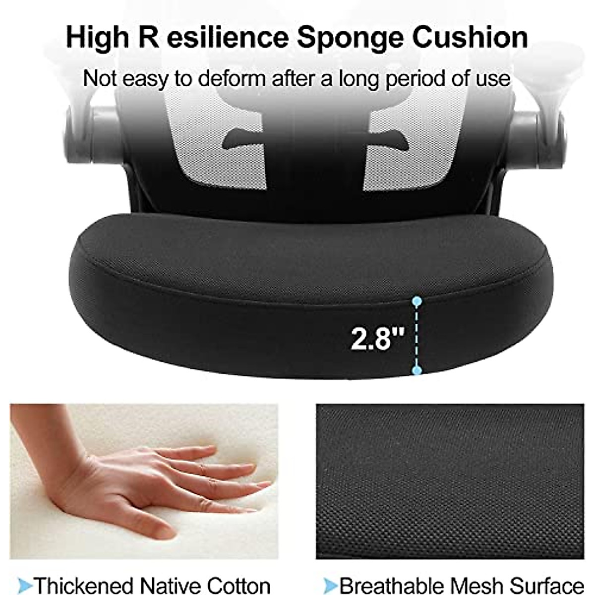 TOPBSHODC Mesh Home Office Chair, Ergonomic Desk Chair Mid-Back Rolling Computer Chair Adjustable Lumbar Support and Flip-up Armrests Comfortable Executive Chair 300Lbs