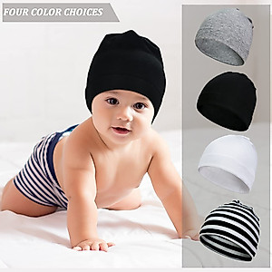 AIPESL 4 Pack Soft Cotton Newborn Hats, Unisex Cute Infant Beanie Caps for Baby Multicolour