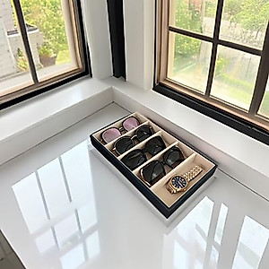 Svea Display 5 Slot High End PU Leather Velvet Drawer Divider Eyewear Storage Sunglasses Jewelry Tray Organizer