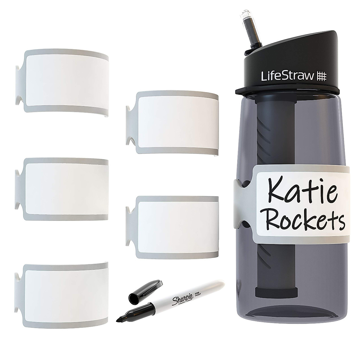 Pumpkin Doodle Permanent Write-on Labels for Bottles/Sippy Cups/Food Containers 6pcs (Grey)