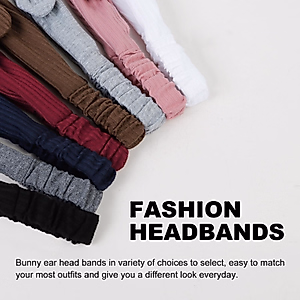 Huachi 8 Packs Bow Headbands for Women's Hair, Fashion Retro Bunny Ear Hair Accessories Girls Cute Knotted Bandana Headband Non Slip, Boho Elastic Workout Yoga Solid Color Headwrap