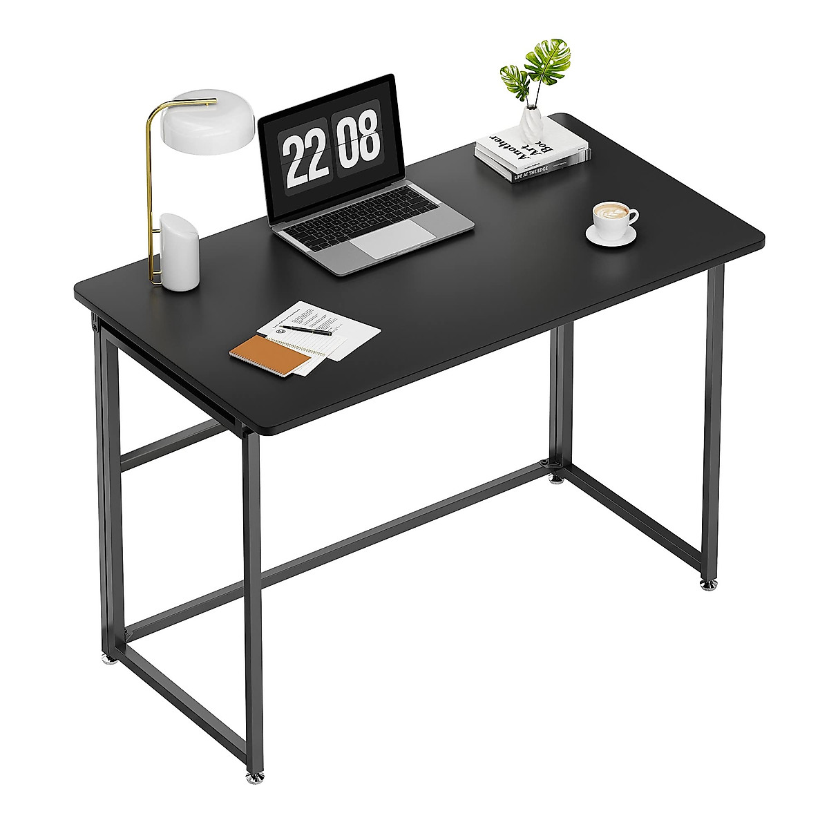 EUREKA ERGONOMIC Folding Desk, Foldable Computer Desk 43 Inch, No Assembly Desk for Study Student Writing Home Office Workstation Bedroom, Portable Desk with Adjustable Feet, Space Saving, Black