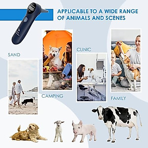 MINDPET-MED Pet Ear Thermometer for Dogs, Cats, and Livestock, Long Probe Designed, ℃/ ℉ Convert and Sound Switch Dedicated Button, 1 Second Measurement, 20 pcs Pet Swabs Included