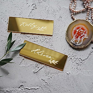 20ps of Gold Acrylic Mirror Rectangle Tag,Customzied Luxury Wedding Name Setting,Party Place Names Seating (Gold Mirror)