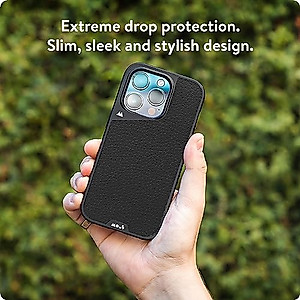 Mous for iPhone 15 Pro Case MagSafe Compatible - Limitless 5.0 - Black Leather - Protective iPhone 15 Pro Case - Shockproof Phone Cover