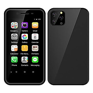 i14 Mini Smartphone 3.0 Inches Display Screen Android 8.1 Quad Core Dual SIM 2GB RAM 32GB ROM 1100mAh 5.0MP with Google Play Store Whatsapp Backup Cellphone (Black)