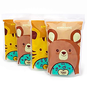 Disposable Diaper Bags, by Kinderific, Nappy Bags, Fresh Scent, Packed in 4 Resealable Ziploc Bags, Perfect Waste Bag for Dog Poop, Easy Tie Sack, 400 Bags