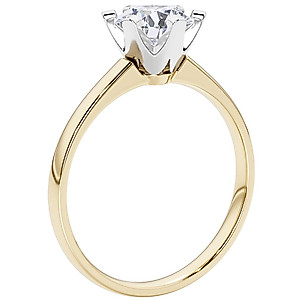 PEORA 14K Yellow Gold Lab Grown Diamond Solitaire Engagement Ring for Women, Round Brilliant Cut, 1/2 Carat, F-G Color, SI Clarity