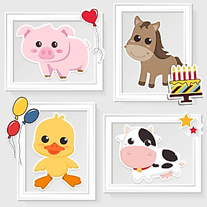 35 Pieces Farm Animals Decor Farm Animal Party Decorations and Supplies, Farm Animal Cutouts for Baby Shower, Birthday Party Essentials with 80 Glue Point Dots