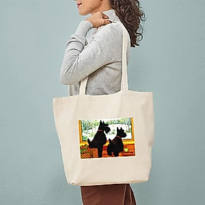 CafePress A Scotty Dog Christmas Tote Bag Natural Canvas Tote Bag, Reusable Shopping Bag