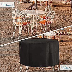 Kingling Patio Furniture Covers, 90 Inch Round Outdoor Patio Table Cover, Outdoor Furniture Cover Waterproof for Round Furniture Outdoor Bar Height Table and Chairs Set - 90''D x43''H