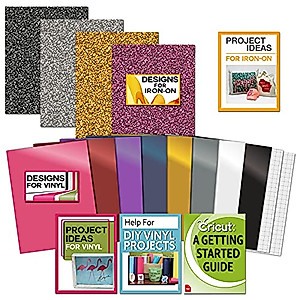 Cricut Vinyl, Glitter Iron On Tools & Pens Beginner Bundle - Use with Explore Maker Machine (not Included) Sheets for Decals, Removable Stickers, Bling T-Shirts, Cards, Totes with Guide for Projects