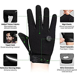 Cycling Gloves Bike Gloves Biking Gloves for Men Women,Touchscreen Full Finger Shock-absorbing Mountain Bike Gloves,5MM Gel Pads MTB Road Bicycle Gloves for Running,Hiking,Outdoor Sports-Black-XL