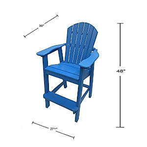 Phat Tommy Tall Adirondack Chair - HDPE Outdoor Furniture - Poly Adirondack Bar Stool - Heavy, Stress Free Furniture for Balcony, Deck, Patio, Front Porch, Blue