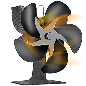 Wood Stove Fan, 5 Blade Fireplace Fan, Heat Powered Stove Top Fans, Non Electric Fireplace Fan, Eco Friendly, Ultra Quiet, Efficiently Circulates Warm Air, Perfect for Log Burner / Wood Burner Stove