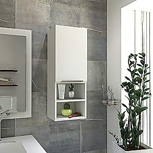 Tuhome Mila Medicine Cabinet Two Open Shelves, Storge Cabinet with Two Interior Shelves, White