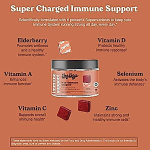 CHEWSY 6-in-1 Immune Support Supplement Fruity Chews with Elderberry, Vitamin C, A & D, Zinc & Selenium - 30-Day Supply, Individually Wrapped Immunity Vitamins Chews for Adults and Kids (1)