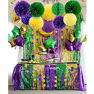 Mardi Gras Decorations Set for Fat Tuesday Private Party Masquerade Mask, De Lis Confetti and Paper Decorations
