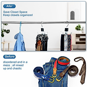 2PCS Selumie Belt Organizer Hanger, Belt Hanger for up to 48 Belts, Sturdy Wooden Belt Hanger, 360° Swivel Closet Belt Organizer, Space Saving Belt, Vest, Scarf Organizer, Closet Accessory