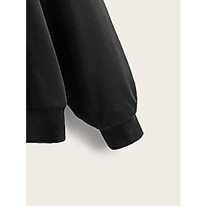 Milumia Girl's Cute Hoodie Heart Print Pocket Front Sweatshirts Drop Shoulder Casual Pullovers for Kid's Fall Outfits A Black