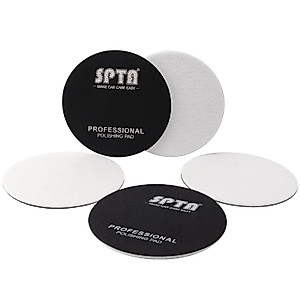 Glass Polishing Pad, SPTA 5 Pcs 5''(125mm)Car Glass Polishing Discs Microfiber Polishing Buffing Pad, Glass Scratch Removal Kit for Correct Damaged Window Cleaning Glass, Removing Stubborn Waterspots