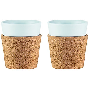 BODUM Pack of 2 Porcelain Cork Headband, White, Ceramic, Liège, Blanc, 0,17 L