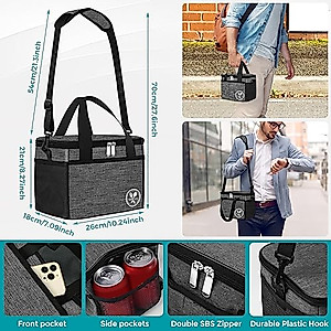 9.8L 16Cans Insulated Lunch Bag for Men Women, Reusable Insulated Lunch Box for Adult Men Women, Leakproof Cooler Bag Mens Lunchbox for Adults Work Office Picnic Beach with Shoulder Strap, Grey
