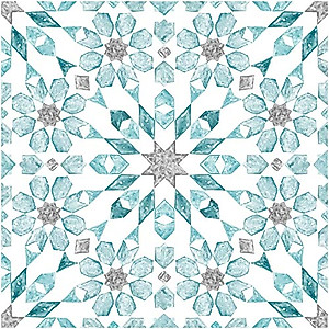 FloorPops FP2947 Antico Peel & Stick Floor Tiles, Multicolor & FP2949 Radiance Peel & Stick Floor Tiles, Blue