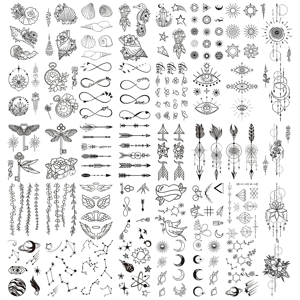 Cerlaza 100 Sheets Temporary Tattoos for Women Girls, 420 Mixed Styles Fake Tattoo Stickers that Look Real and Last Long, Realistic Henna Tattoo for Body Art Sticker
