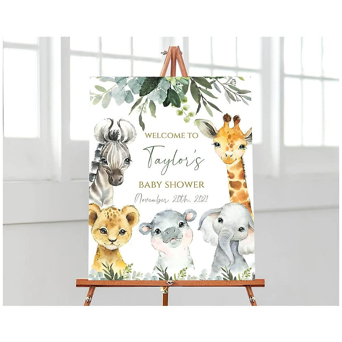 Safari Baby Shower Welcome Sign, Jungle Welcome Sign, Baby Shower Zoo Animal Welcome Sign, Sage Green Shower Decor, Woodland Baby Shower Welcome Sign