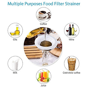 Toncoo 5.5-Inch Premium Food Filter Strainer, 200 Mesh Food Grade Filter Mesh, Tritan BPA Free Strainer Compatible with 5 Inch Kitchen Funnels, Ideal for Filtering Coffee, Juice, Oils, Wine, Soy Milk