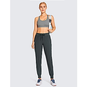 CRZ YOGA Women's Lightweight Workout Joggers 27.5" - Travel Casual Outdoor Running Athletic Track Hiking Pants with Pockets Melanite Small
