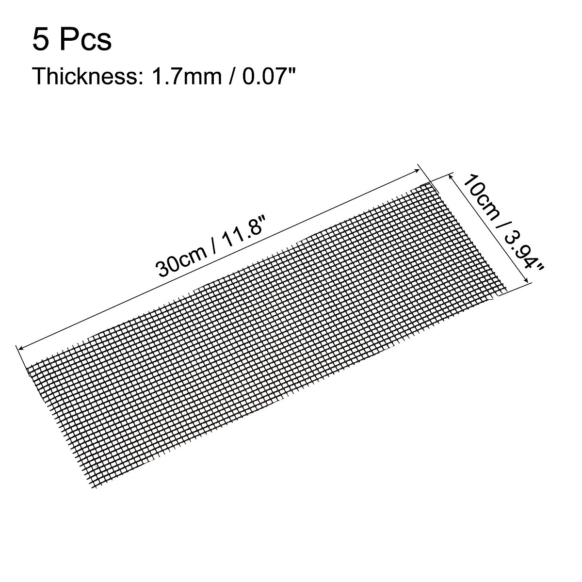 MECCANIXITY 5 Pcs Flower Pot Hole Mesh Pad 11.8x3.9" Invisible Rigid Plastic Bottom Grid Drainage Screens Prevent Soil Loss for Plant Containers, Bonsai (Black)