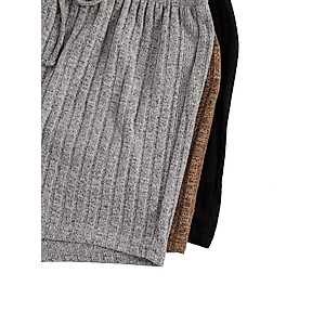 SOLY HUX Womens Pajamas Lounge Set 3 Sets Sleepwear Rib Knit Crop Tank Top and Shorts PJ Summer Outfits Multi M