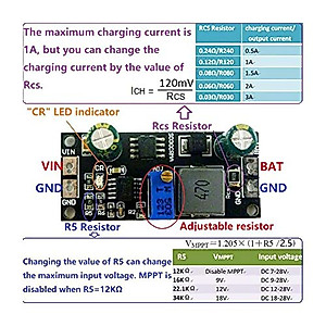 1A 12V Module, MPPT Solar Panel Controller, LiFePO4 Lithium Battery Charger Module, for Car Battery Charging, Solar Battery Charging