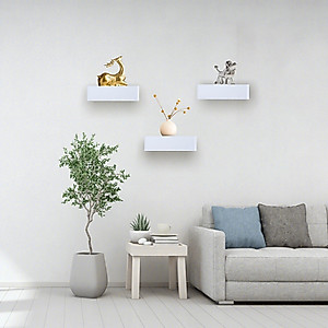 MITREL Small Floating Wood Shelf, 6x6 Inches, Mini Square Shelves for Small Spaces,Rustic Wall Storage for Plants and Photos, 1 pcs（Classic White）