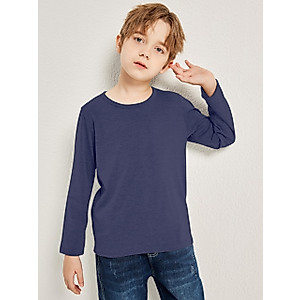 Cooraby 5 Pack Boys' Long Sleeve Crewneck Kids Soft T-Shirts Top