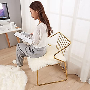 Outlavish Sheepskin Seat Pad Covers, 20x20 Square Medical Cushion for Chairs & Stools, Super Soft Fur & Extra Memory Foam Layer (Pearl White, 20x20)