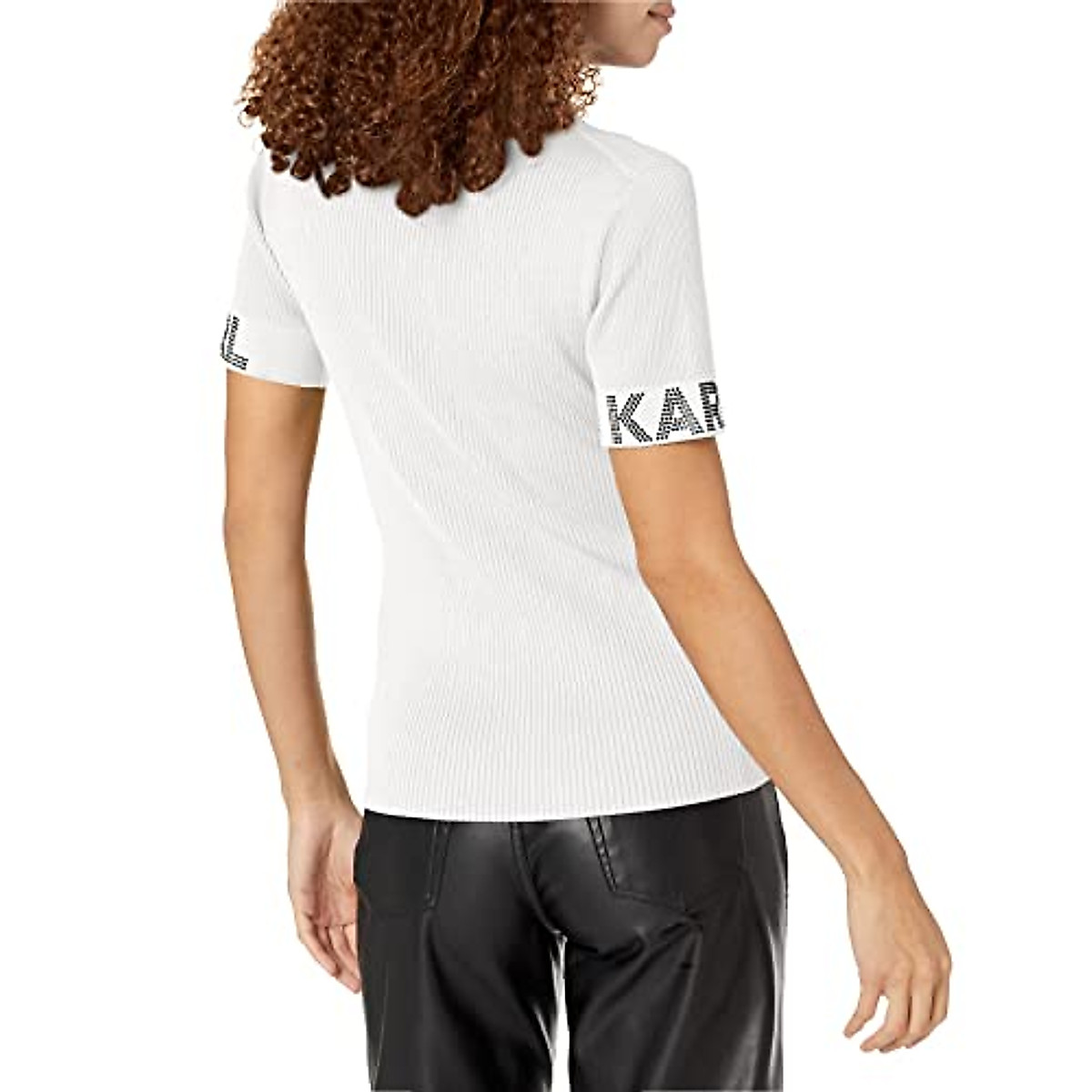 KARL LAGERFELD PARIS Women's Long Sleeve Knit Sweater, Soft White, Medium