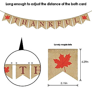 ERKOON Thankful Burlap Banner, Thankful Burlap Wall Banner, Thanksgiving Decor Banner for Harvest Time Thanksgiving Party Decorations