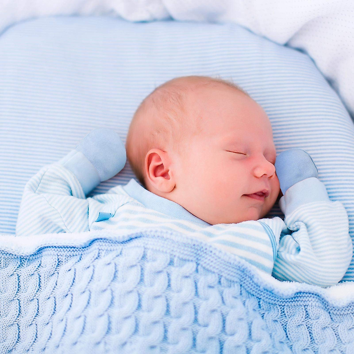 6 Pairs Anti-Scratch Cotton Mittens for 3-9 Month Baby Girls and Boys