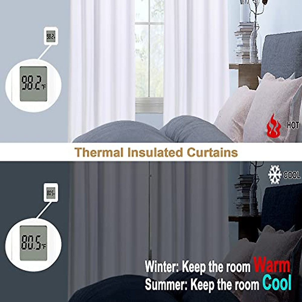 OWENIE Opal White 100% Blackout Curtains 84 Inches Length 2 Panels Set, Thick & Warm Thermal Curtains with Back Tab for Bedroom, Full Shade Elegant Satin Textured Window Drapes (2 Pcs=108 Inch Wide)