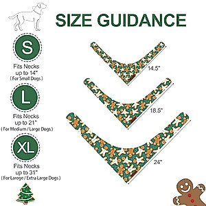 THLOH Christmas Dog Bandanas - 2 Pack Gingerbread Man Pet Scarf | Multiple Sizes Offered | for Boy and Girl, Adjustable Fit, Holiday Bandana for Small Medium Large Dogs,2pcs,S