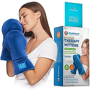 Microwavable Therapy Mittens with Flaxseed – Moist Heat Therapy Relief for Hands and Fingers in Cases of Stiff Joints, Trigger Finger, Inflammation, Raynaud's, Carpal Tunnel – Natural Unscented Gloves