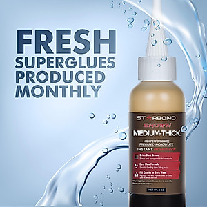 Starbond 2 oz. "Dark Brown" Medium-Thick CA Glue (Premium Cyanoacrylate Super Glue) Knot Filler 500 CPS Viscosity for Woodworking, Woodturning, Carpentry, Guitar, RC Hobby